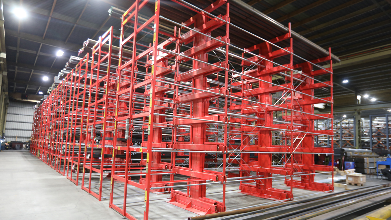 SpaceSaver Roll-Out Cantilever Rack | Metal Racking Systems